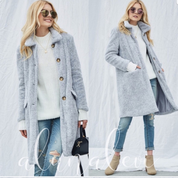 Jackets & Coats | Light Grey Teddy Sherpa Coat | Poshmark